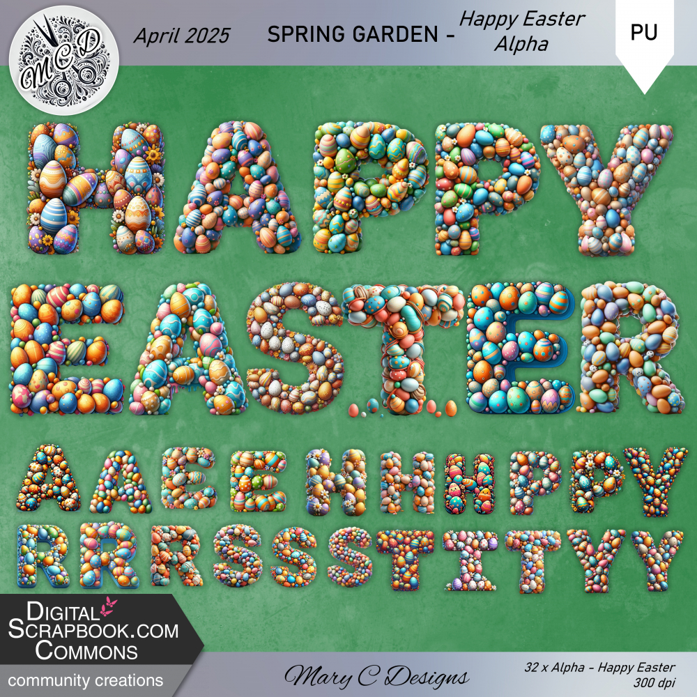 Spring Garden Alpha - Happy Easter by Mary Cox graphics kit | DigitalScrapbook.com Digital ...