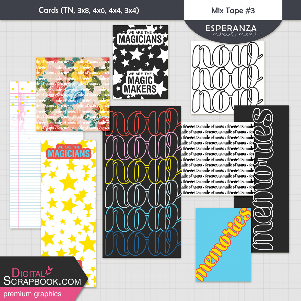 Mix Tape #3 Cards Kit by Esperanza Mixto graphics kit | DigitalScrapbook.com Digital Scrapbooking
