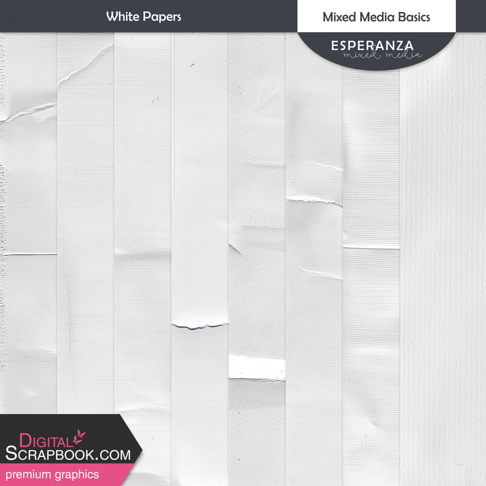 Basic White Papers Kit by Esperanza Mixto graphics kit | DigitalScrapbook.com Digital Scrapbooking