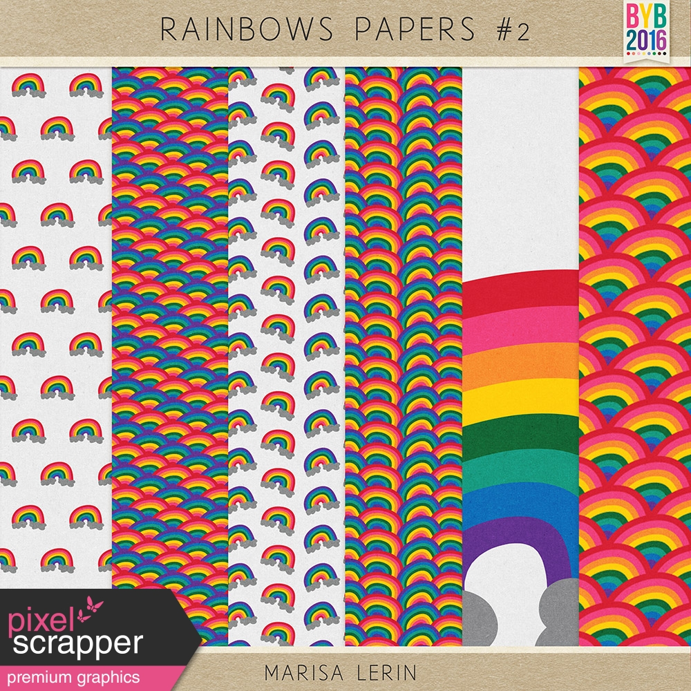 Rainbow Papers Kit #2 by Marisa Lerin graphics kit | DigitalScrapbook ...