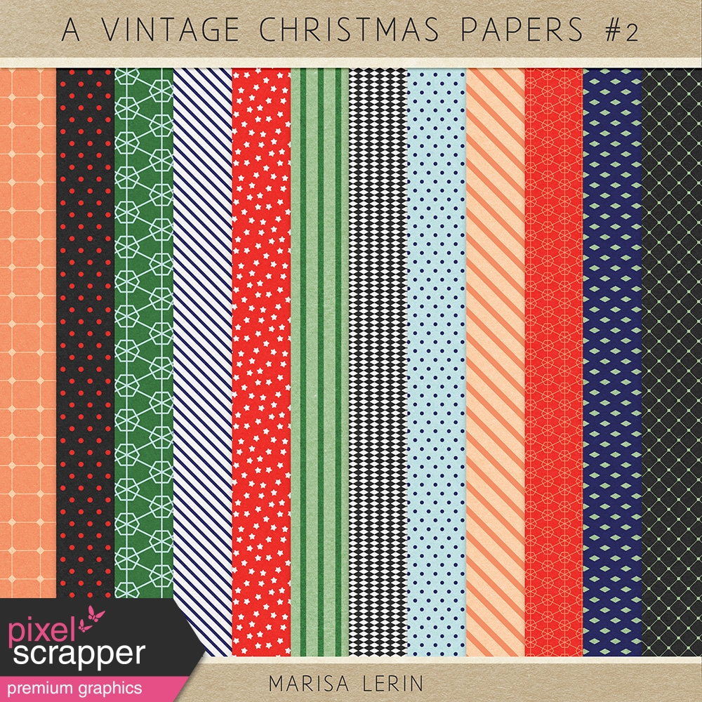 A Vintage Christmas Papers Kit #2 by Marisa Lerin graphics kit ...