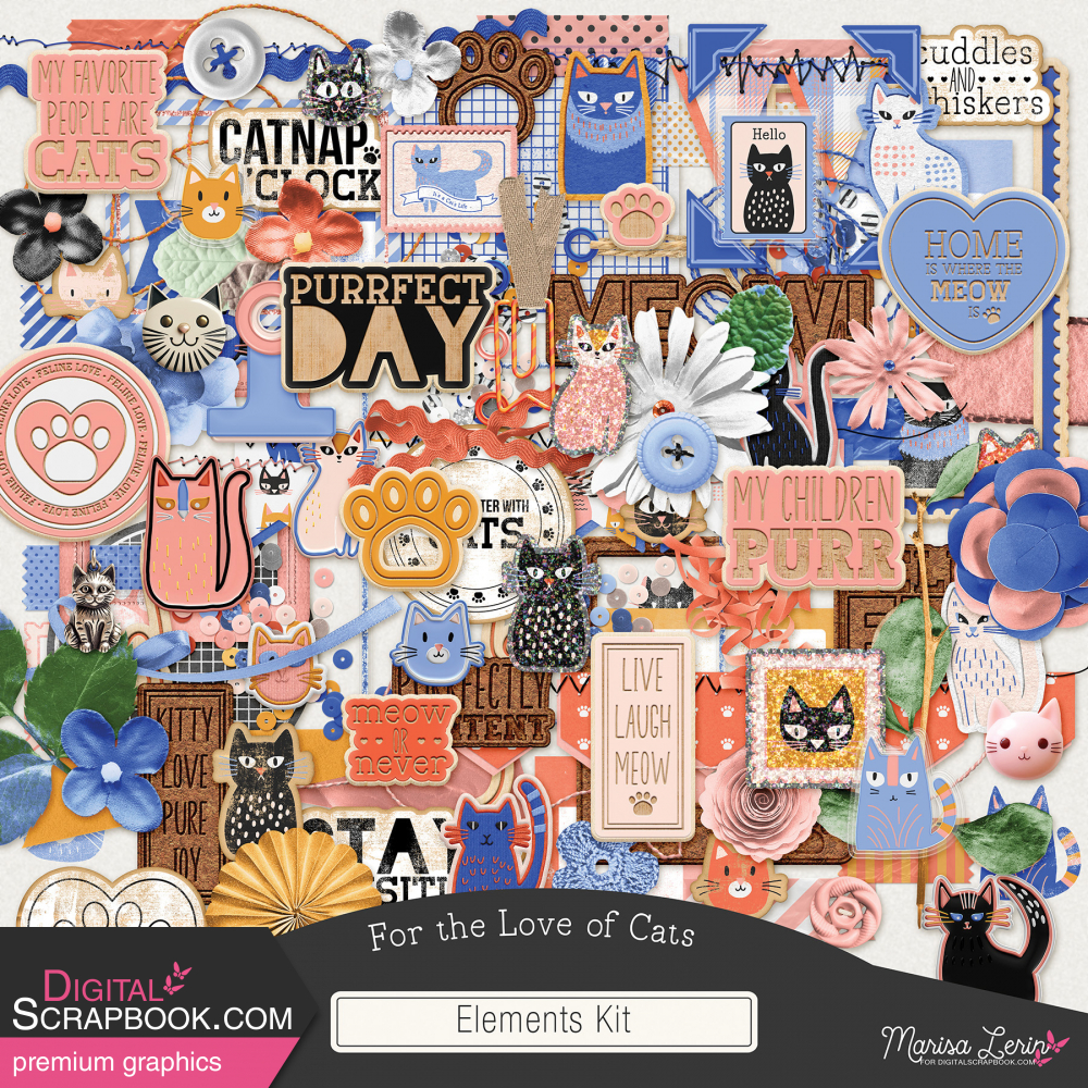 For The Love Of Cats Elements Kit by Marisa Lerin graphics kit ...