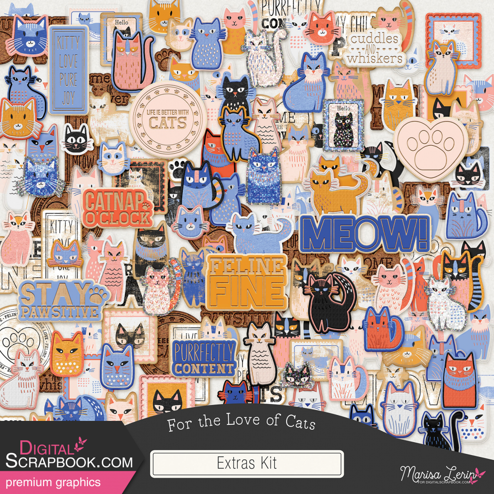 For The Love Of Cats Extras Kit by Marisa Lerin graphics kit ...