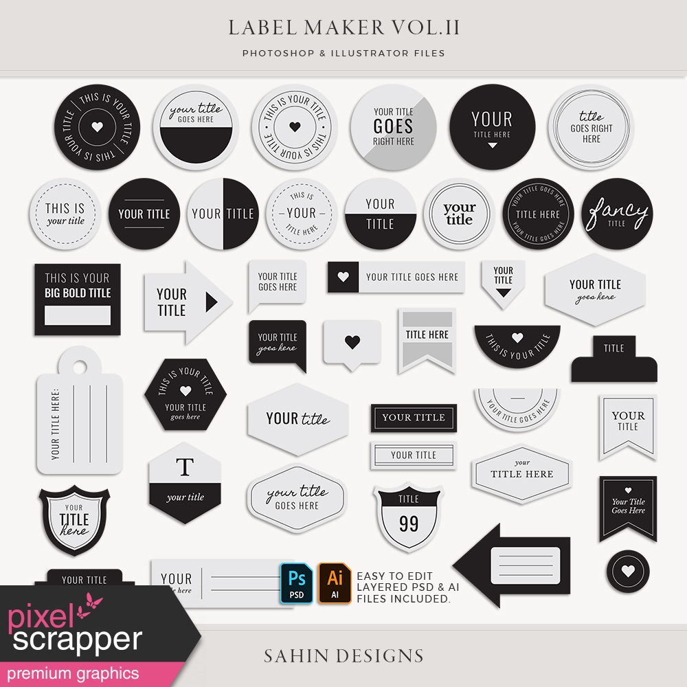 Label Maker Vol.II by Elif Şahin graphics kit | DigitalScrapbook.com ...