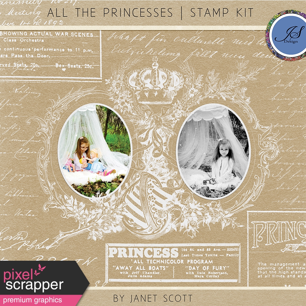 All the Princesses - Stamp Kit by Janet Kemp graphics kit | DigitalScrapbook.com Digital ...