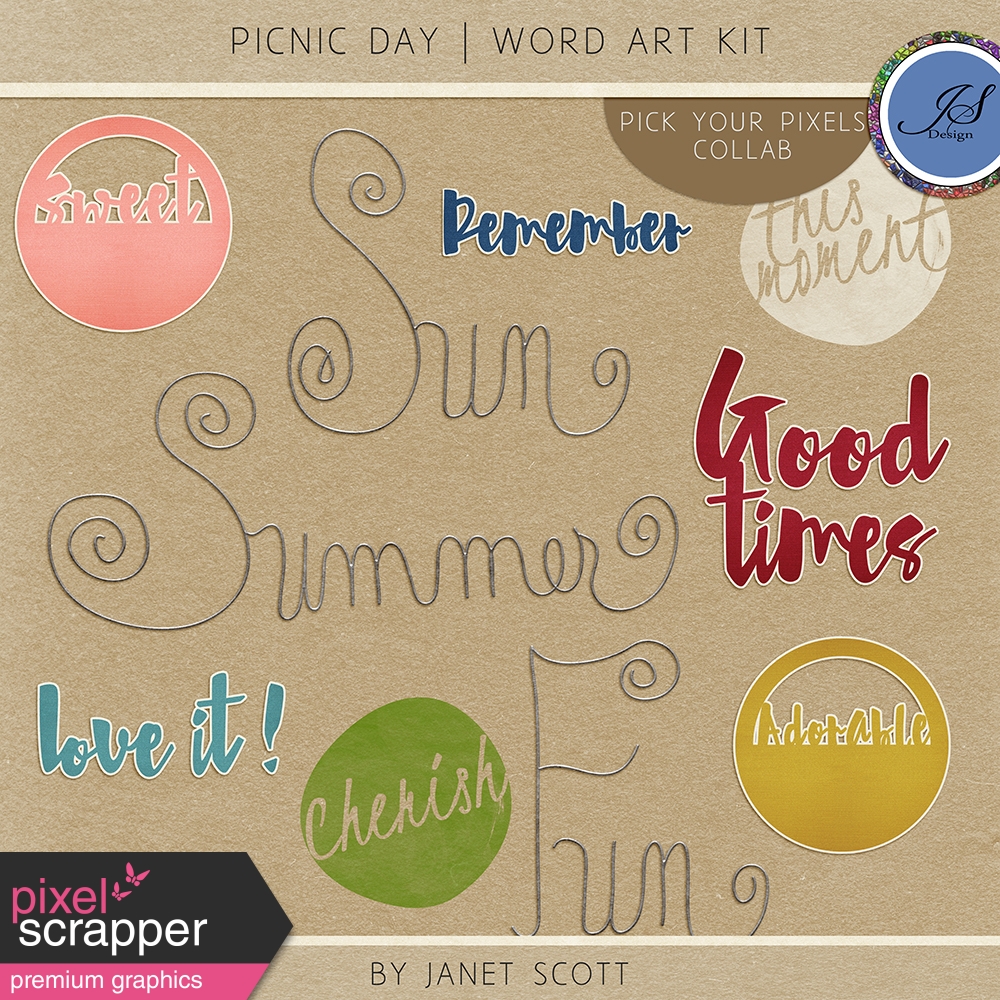 Picnic Day - Word Art Kit by Janet Kemp graphics kit | DigitalScrapbook ...