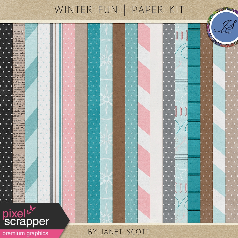 Winter Fun - Paper Kit by Janet Kemp graphics kit | DigitalScrapbook.com Digital Scrapbooking