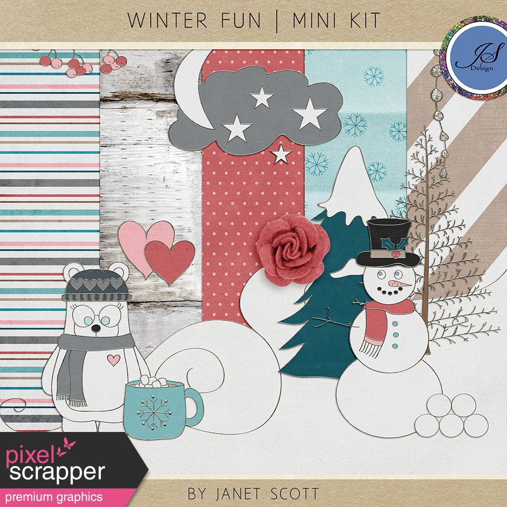 Winter Fun - Mini Kit by Janet Kemp graphics kit | DigitalScrapbook.com Digital Scrapbooking