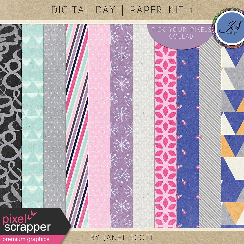 Digital Day - Paper Kit 1 by Janet Kemp graphics kit | DigitalScrapbook.com Digital Scrapbooking