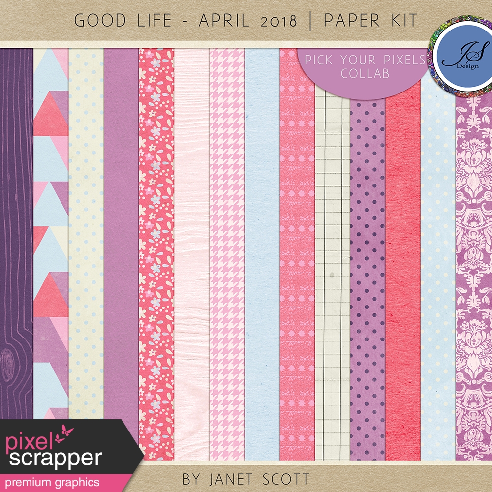 Good Life - April 2018 - Paper Kit by Janet Kemp graphics kit | DigitalScrapbook.com Digital ...