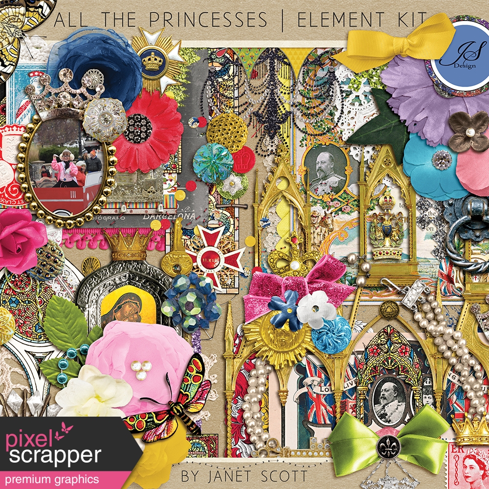 All the Princesses - Element Kit by Janet Kemp graphics kit | DigitalScrapbook.com Digital ...