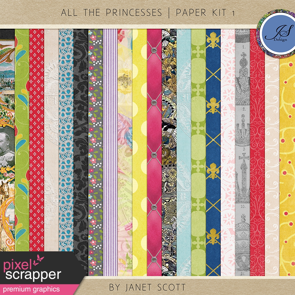 All the Princesses - Paper Kit 1 by Janet Kemp graphics kit | DigitalScrapbook.com Digital ...