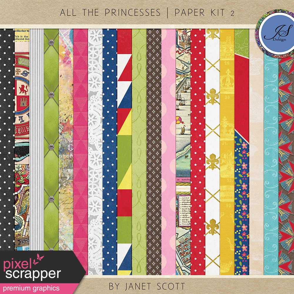 All the Princesses - Paper Kit 2 by Janet Kemp graphics kit | DigitalScrapbook.com Digital ...