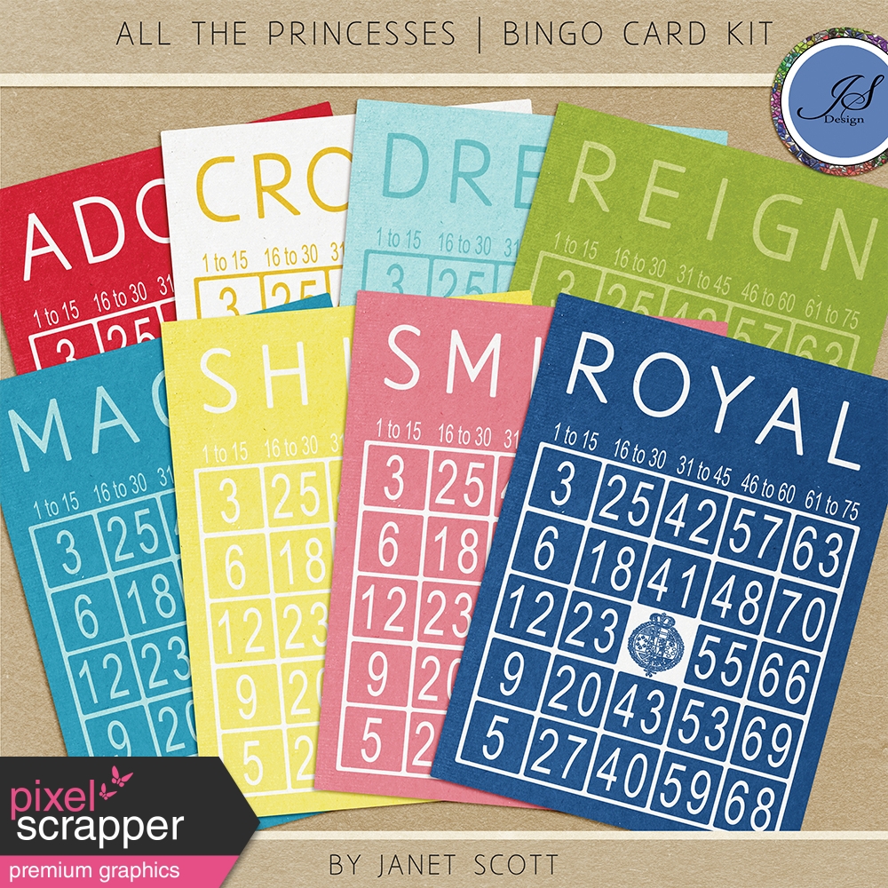 All the Princesses - Bingo Kit by Janet Kemp graphics kit | DigitalScrapbook.com Digital ...