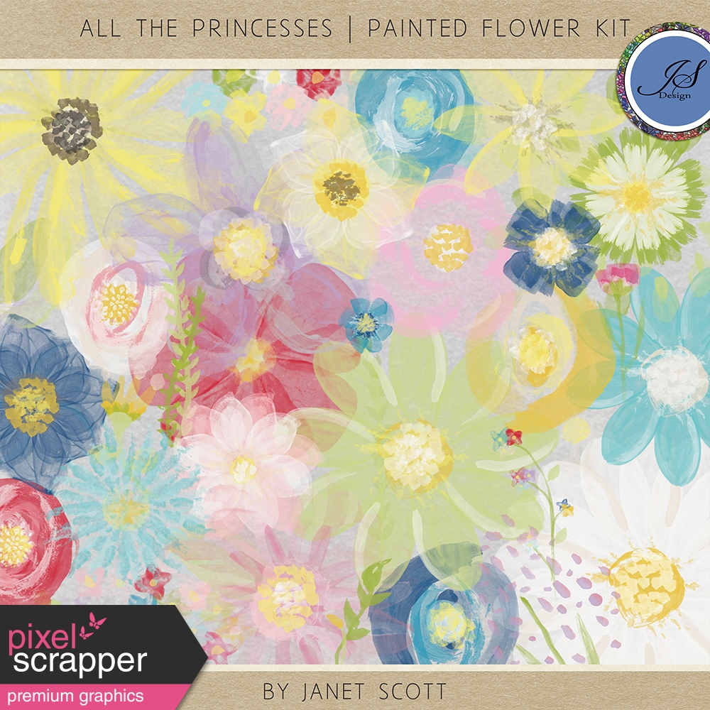All the Princesses - Painted Flower Kit by Janet Kemp graphics kit | DigitalScrapbook.com ...