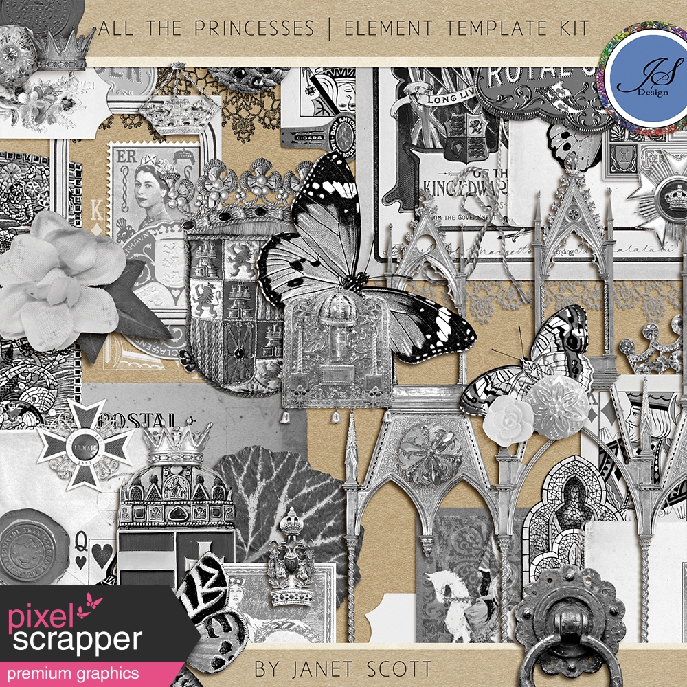 All the Princesses - Element Template Kit by Janet Kemp graphics kit | DigitalScrapbook.com ...