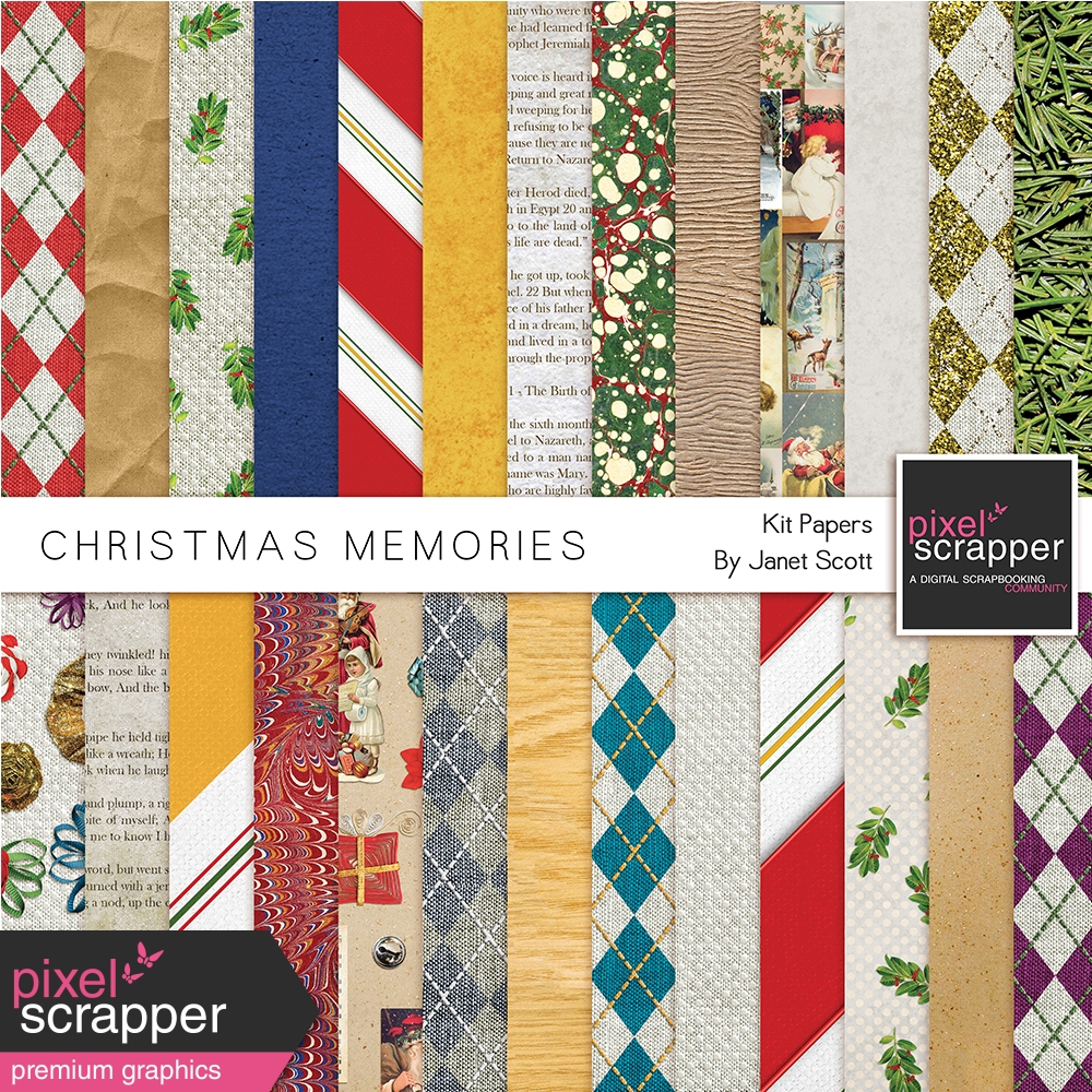 Christmas Memories - Paper Kit by Janet Kemp graphics kit | DigitalScrapbook.com Digital ...