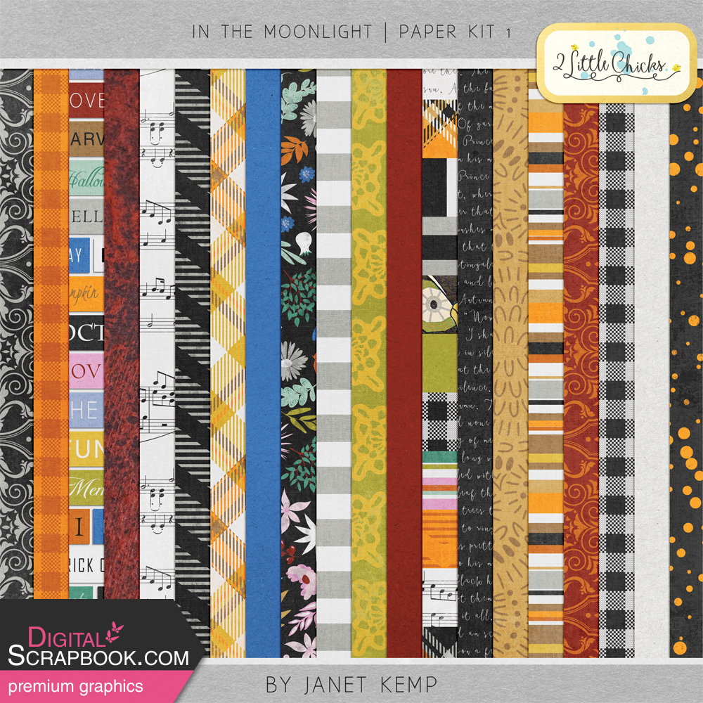 In the Moonlight - Paper Kit 1 by Janet Kemp graphics kit | DigitalScrapbook.com Digital ...