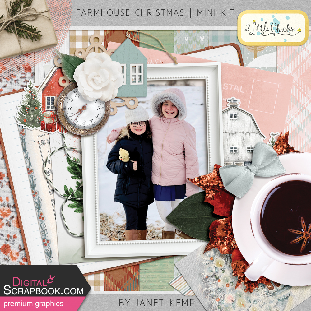 Farmhouse Christmas - Mini Kit by Janet Kemp graphics kit | DigitalScrapbook.com Digital ...