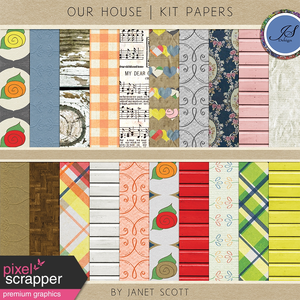 Our House - Paper Kit by Janet Kemp graphics kit | DigitalScrapbook.com Digital Scrapbooking