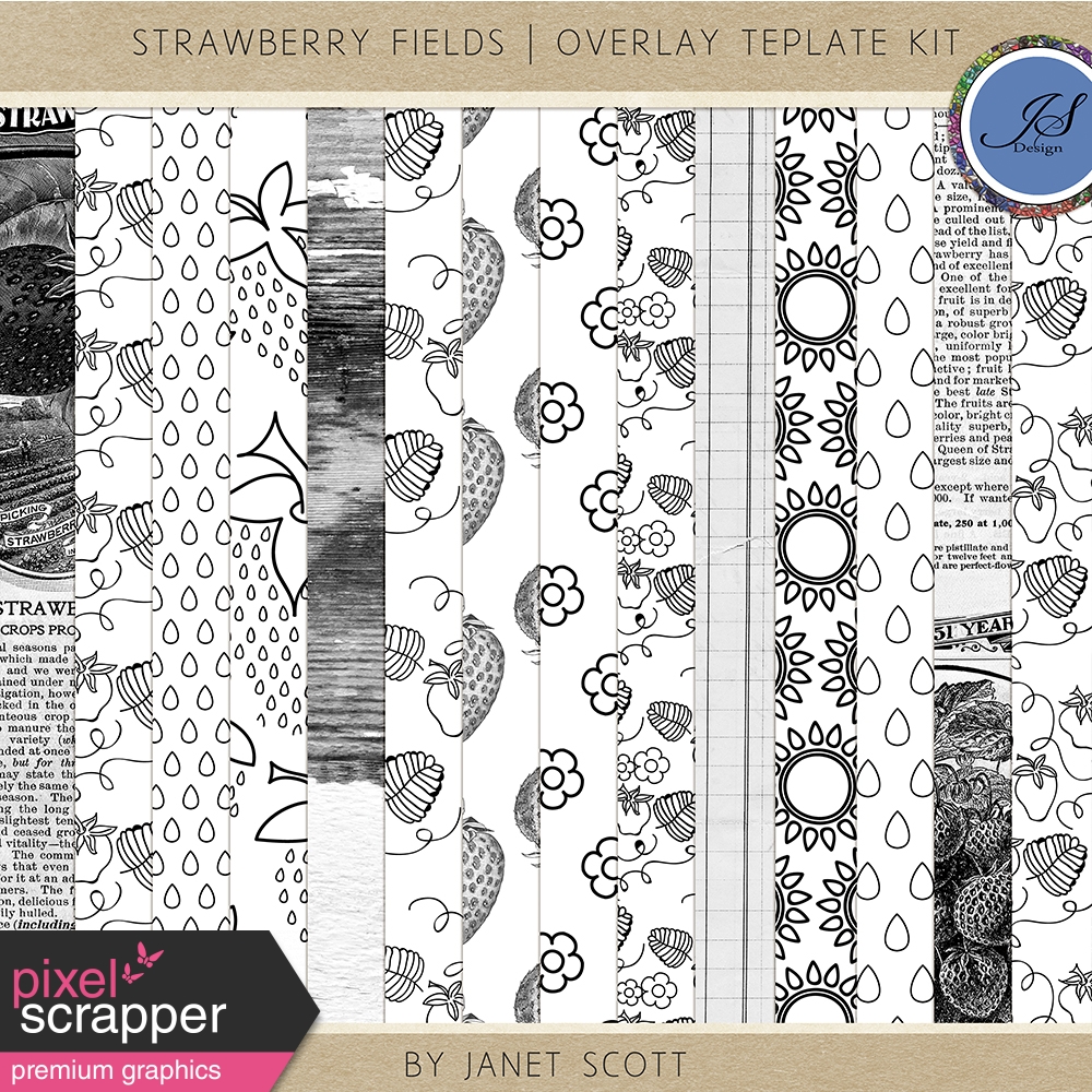 Strawberry Fields Overlay Template Kit By Janet Kemp Graphics Kit