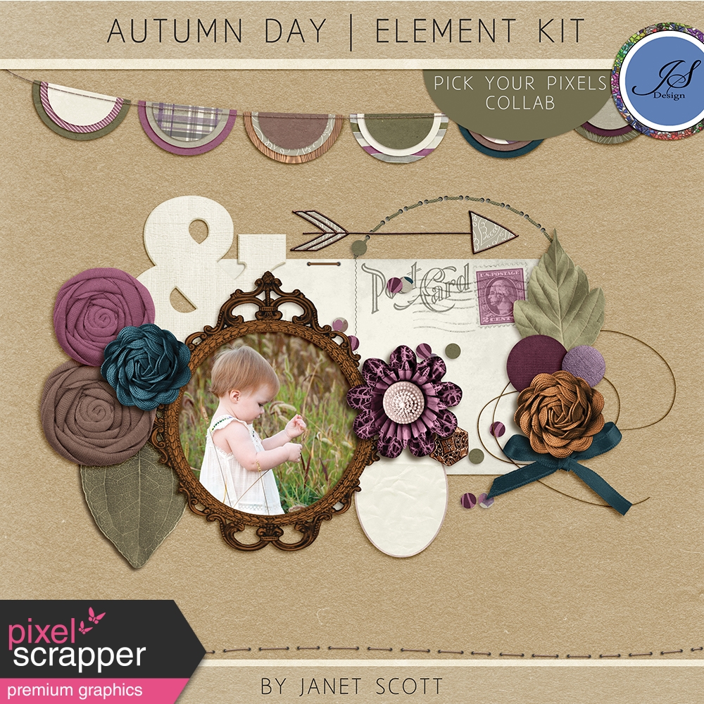 Autumn Day - Element Kit by Janet Kemp graphics kit | DigitalScrapbook.com Digital Scrapbooking