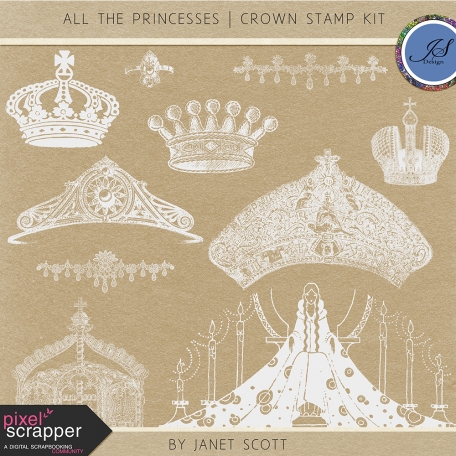All the Princesses - Crown Stamp Kit by Janet Kemp graphics kit | DigitalScrapbook.com Digital ...