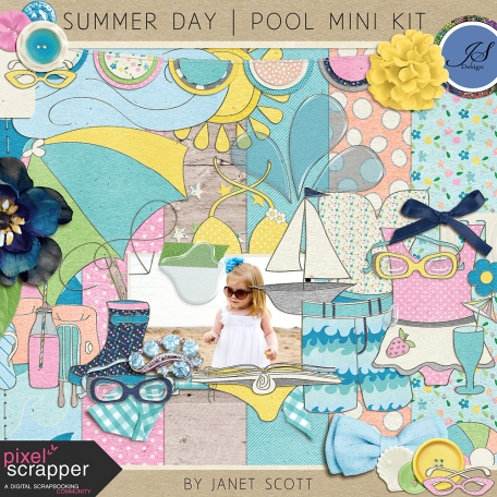 Summer Day - Pool Mini Kit by Janet Kemp graphics kit | DigitalScrapbook.com Digital Scrapbooking