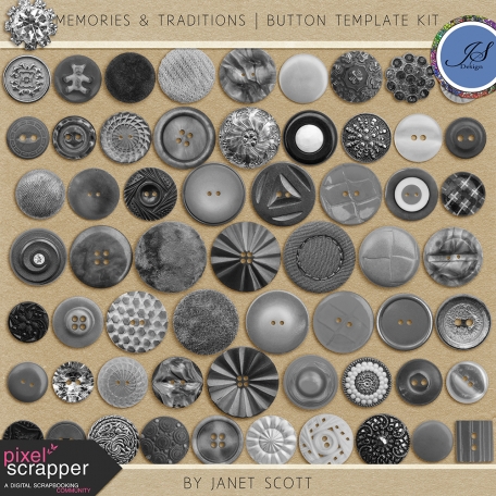 Memories & Traditions - Button Template Kit by Janet Kemp graphics kit | DigitalScrapbook.com ...