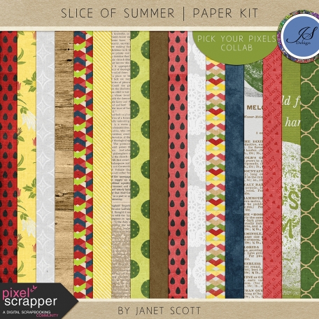Slice of Summer - Paper Kit by Janet Kemp graphics kit | DigitalScrapbook.com Digital Scrapbooking