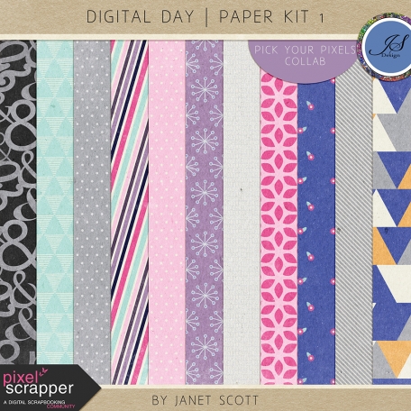 Digital Day - Paper Kit 1 by Janet Kemp graphics kit | DigitalScrapbook.com Digital Scrapbooking
