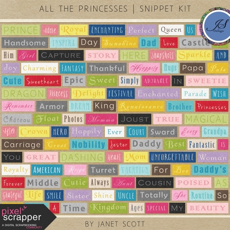 All the Princesses - Snippet Kit by Janet Kemp graphics kit | DigitalScrapbook.com Digital ...