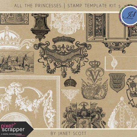 All the Princesses - Stamp Template Kit 5 by Janet Kemp graphics kit | DigitalScrapbook.com ...