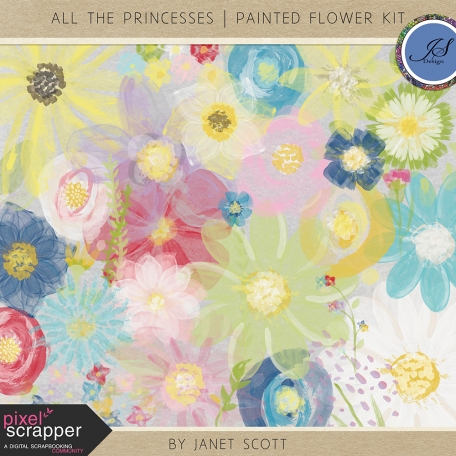 All the Princesses - Painted Flower Kit by Janet Kemp graphics kit | DigitalScrapbook.com ...