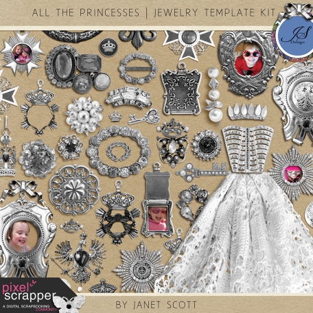 All the Princesses - Jewelry Template Kit by Janet Kemp graphics kit | DigitalScrapbook.com ...