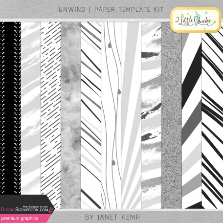 Unwind - Paper Template Kit by Janet Kemp graphics kit | DigitalScrapbook.com Digital Scrapbooking