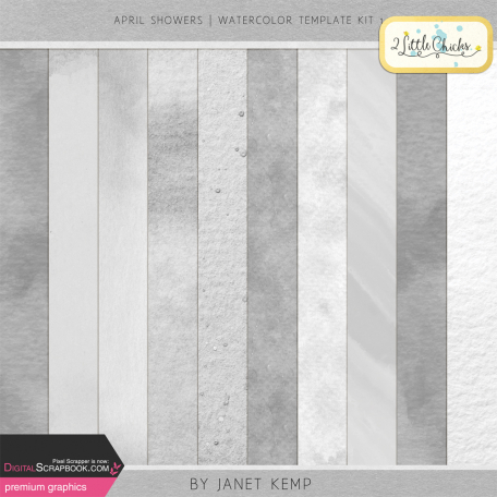 April Showers - Watercolor Paper Template Kit 1 by Janet Kemp graphics kit | DigitalScrapbook ...