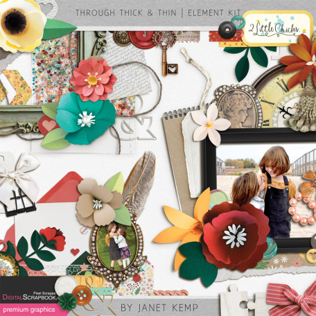 Through Thick & Thin - Element Kit by Janet Kemp graphics kit | DigitalScrapbook.com Digital ...