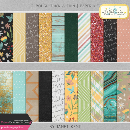 Through Thick & Thin - Paper Kit by Janet Kemp graphics kit | DigitalScrapbook.com Digital ...