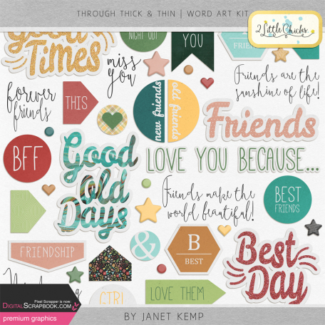 Through Thick & Thin - Word Art Kit by Janet Kemp graphics kit | DigitalScrapbook.com Digital ...