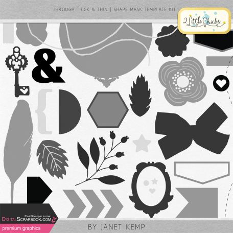 Through Thick & Thin - Shape Mask Template Kit 1 by Janet Kemp graphics kit | DigitalScrapbook ...