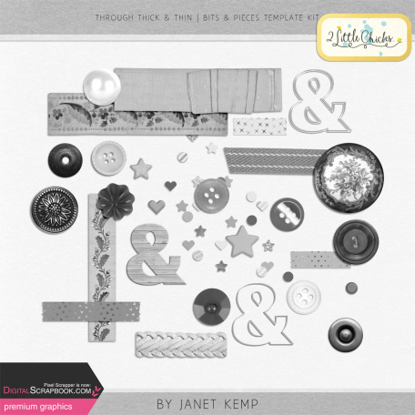 Through Thick & Thin - Bits & Pieces Template Kit by Janet Kemp graphics kit | DigitalScrapbook ...