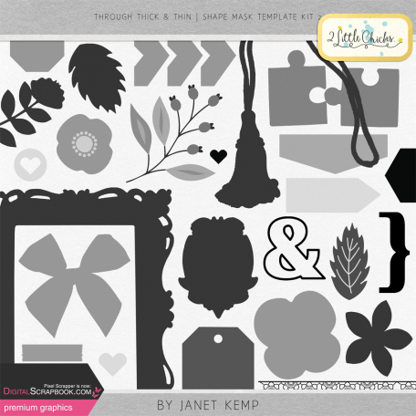 Through Thick & Thin - Shape Mask Template Kit 2 by Janet Kemp graphics kit | DigitalScrapbook ...