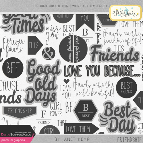 Through Thick & Thin - Word Art Template Kit by Janet Kemp graphics kit | DigitalScrapbook.com ...