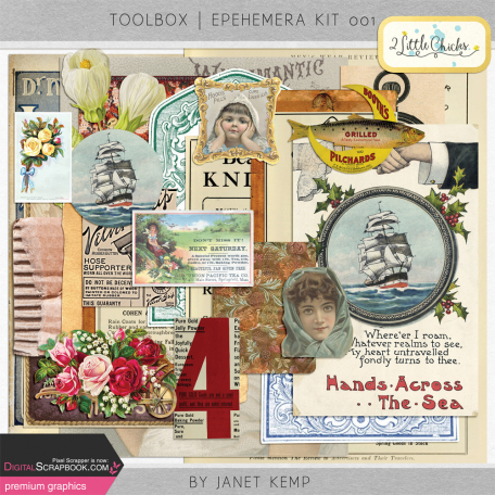 Toolbox Ephemera 001 - Mini Kit by Janet Kemp graphics kit | DigitalScrapbook.com Digital ...