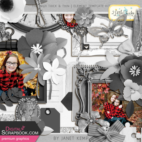 Through Thick & Thin - Element Template Kit by Janet Kemp graphics kit | DigitalScrapbook.com ...