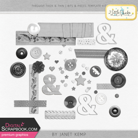 Through Thick & Thin - Bits & Pieces Template Kit by Janet Kemp graphics kit | DigitalScrapbook ...