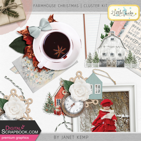Farmhouse Christmas - Clusters Kit by Janet Kemp graphics kit | DigitalScrapbook.com Digital ...
